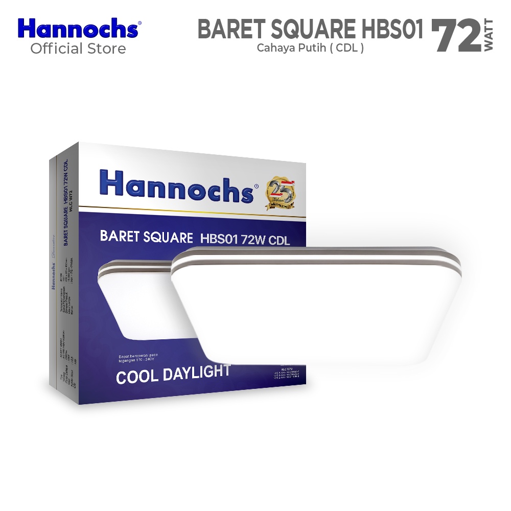 Jual Hannochs Lampu Downlight LED Baret Square HBS01 72W Cahaya Putih ...