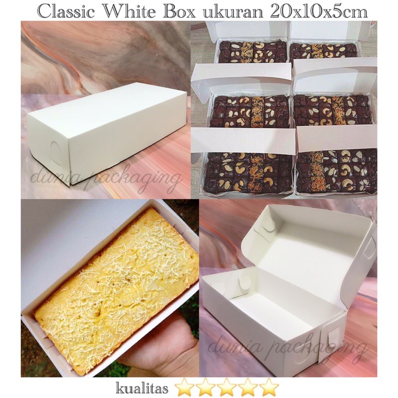 Jual Classic White Box Kotak Kue Putih Ivory ukuran 20x10x5 box ...