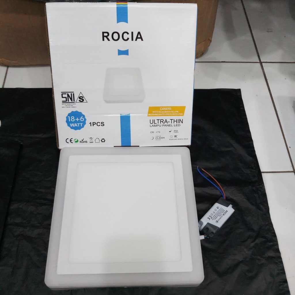 Jual DOWNLIGHT LED PANEL ROCIA 18+6 WATT (24 W) OUTBOW KOTAK PUTIH BIRU ...