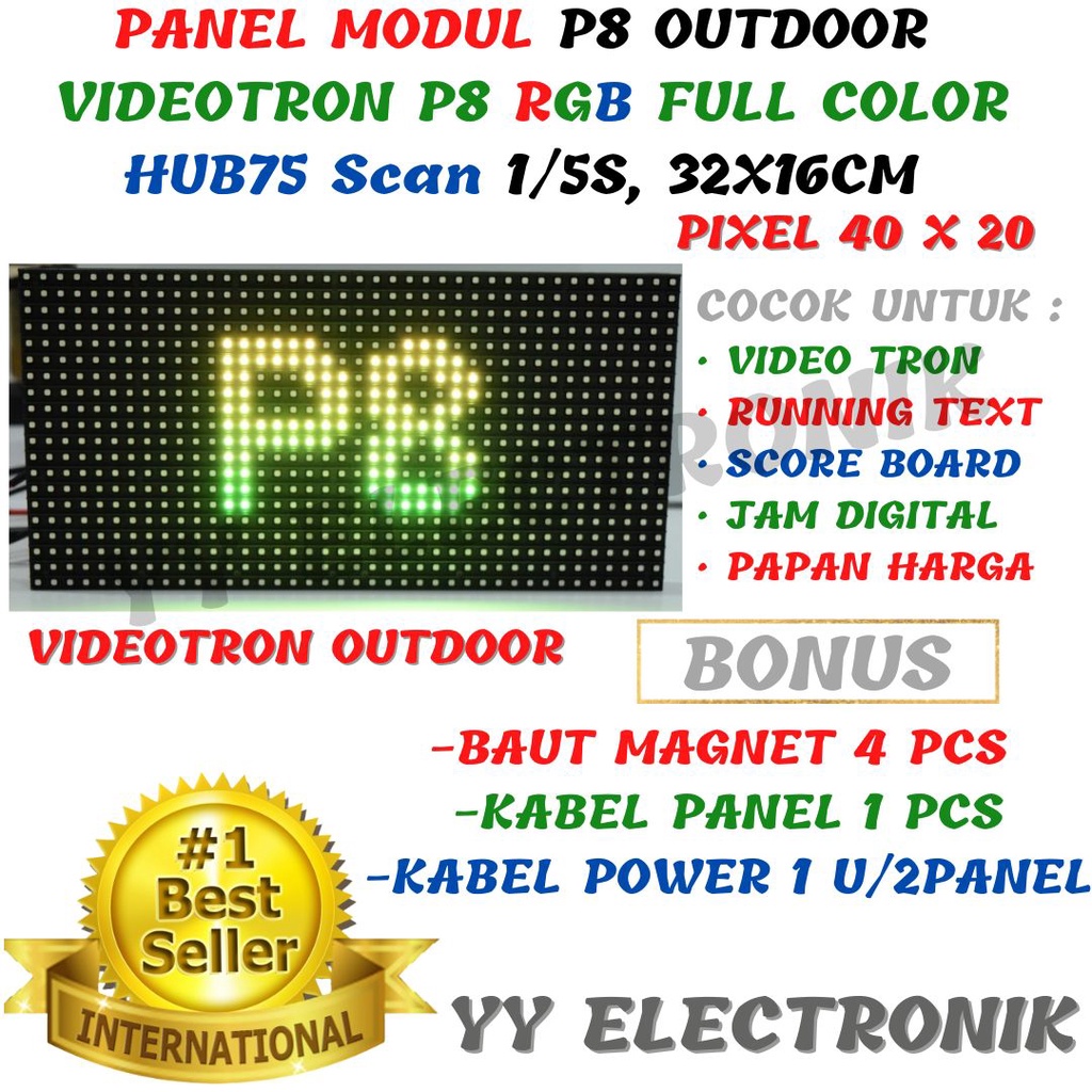 Jual Panel Module Model LED P8 RGB outdoor FULL COLOR SMD Running Text ...