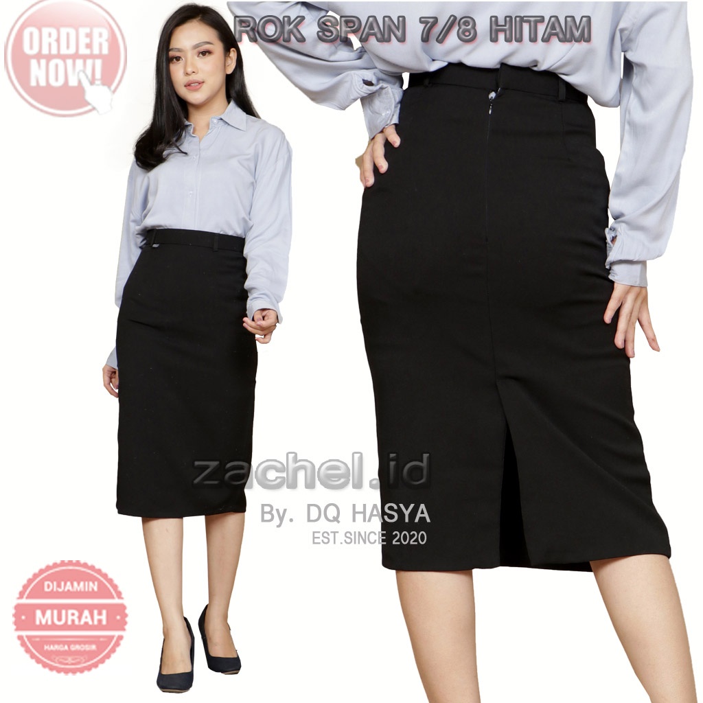 Jual Rok Kerja Wanita Hitam 7/8 - Bahan Formal Kantor, Model Span ...