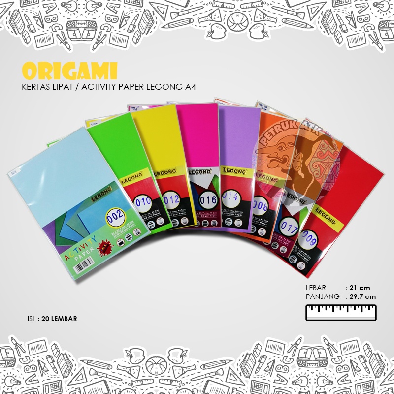 Jual [PAK] KERTAS ORIGAMI ACTIVITY PAPER A4 LEGONG ISI 20 LEMBAR ...