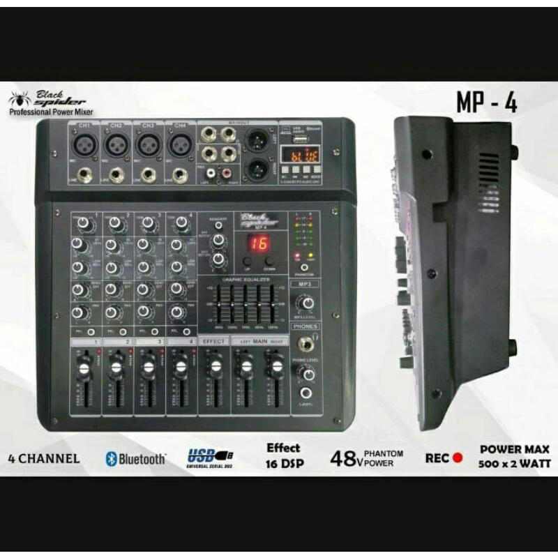 Jual Power Mixer Audio 4 Channel Black Spider MP-4 Original | Shopee Indonesia