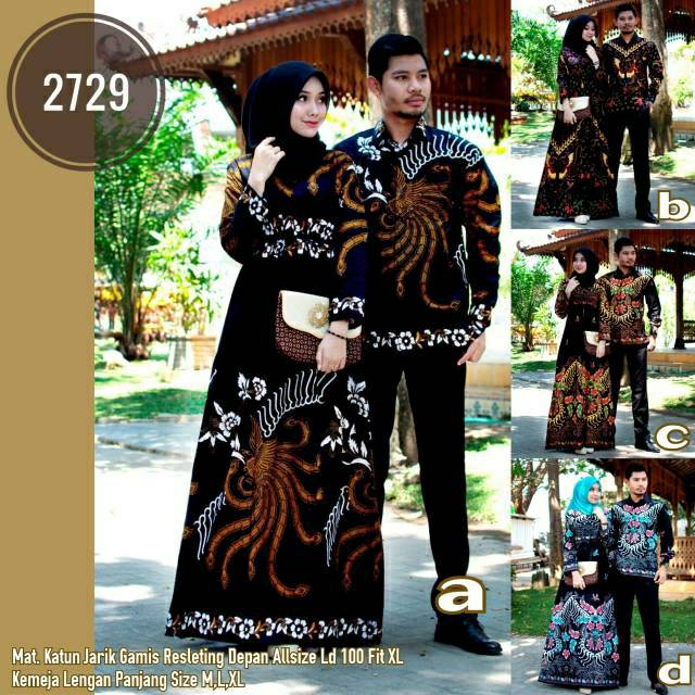 Jual Couple Gamis 2729 Katun Batik Muslim Terusan Panjang Cantik buat Kondangan Pergi Pesta ...