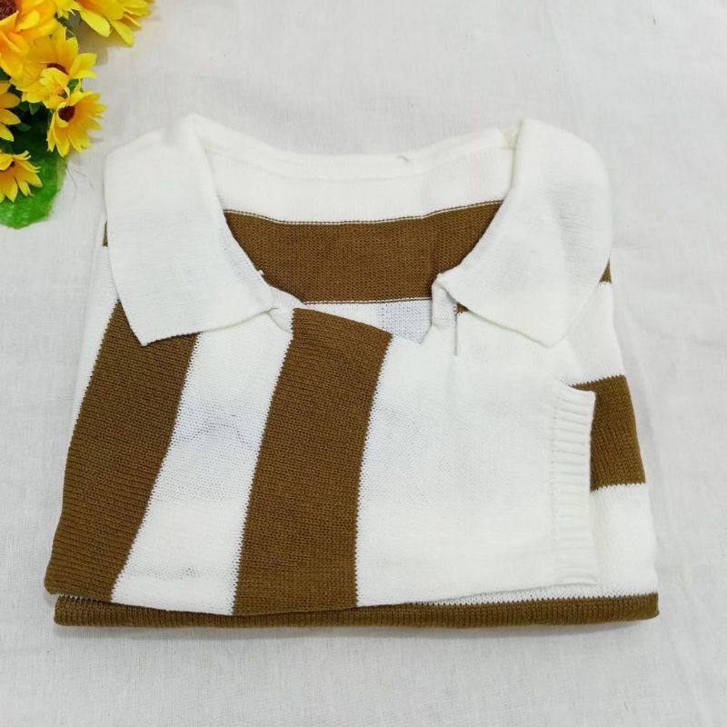 Jual FUJI ATASAN RAJUT BLOUSE BB30-50KG CROPTOP BLASTER GARIS SALUR ...