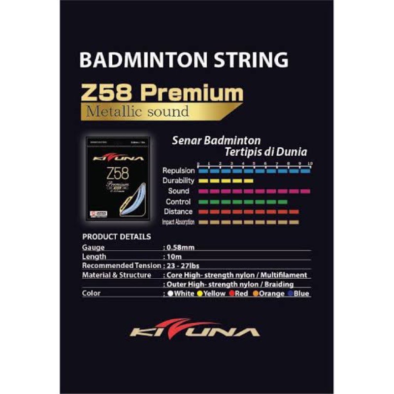 Jual SENAR RAKET BADMINTON KIZUNA Z 58 PREMIUM - SENAR TERTIPIS DI ...