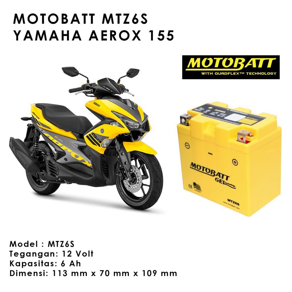 Jual Aki Motor Motobatt MTZ6S Untuk Yamaha AEROX 155 Lexi Freego ...