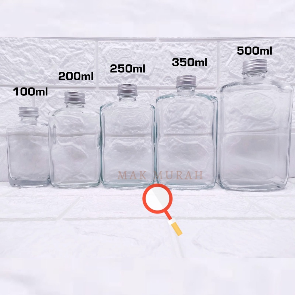 Jual Botol Kaca Polos Persegi Panjang Gepeng / Glass Bottle 100ml ...