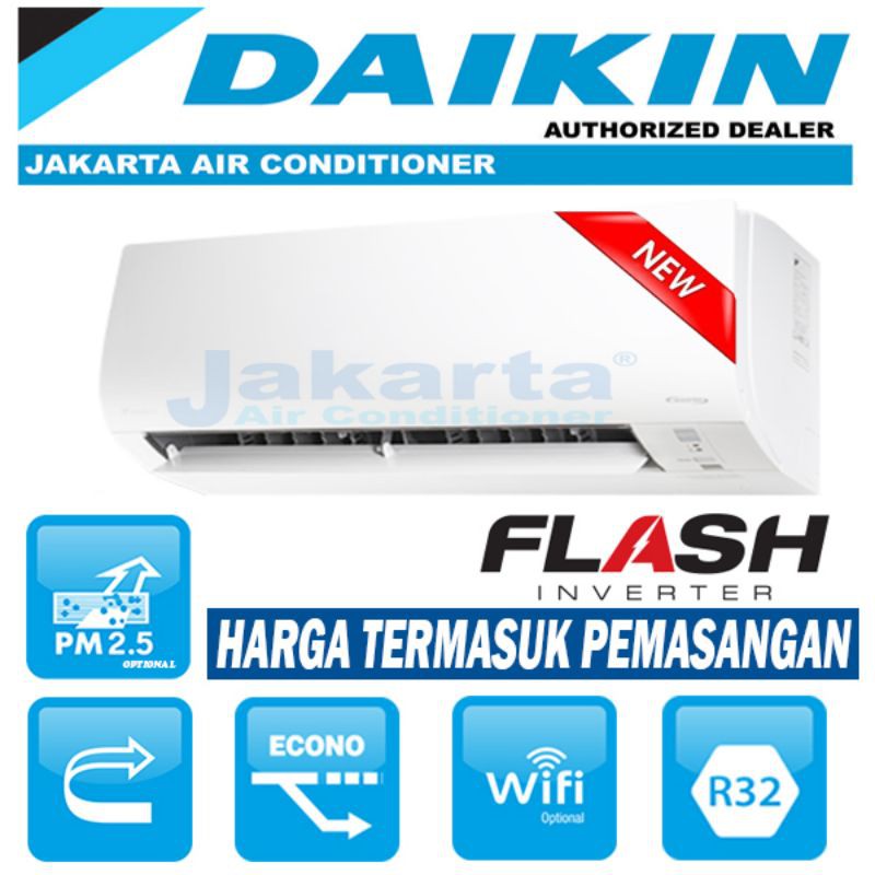 Jual AC DAIKIN FLASH INVERTER 1 PK THAILAND FTKQ 25 TERMASUK PEMASANGAN / UNIT SAJA | Shopee ...