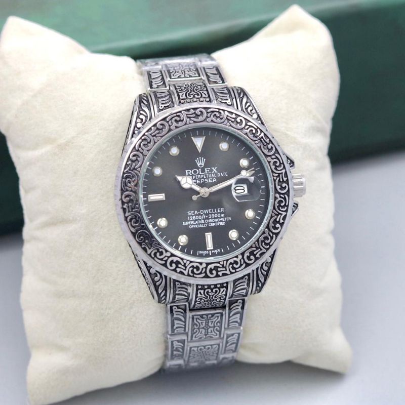 Jual { COD } ready jam tangan fashion pria / laki-laki rolex batik ukir ...