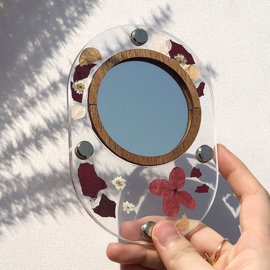 Jual SALE Cermin genggam aesthetic | Cermin bunga kering press flowers ...