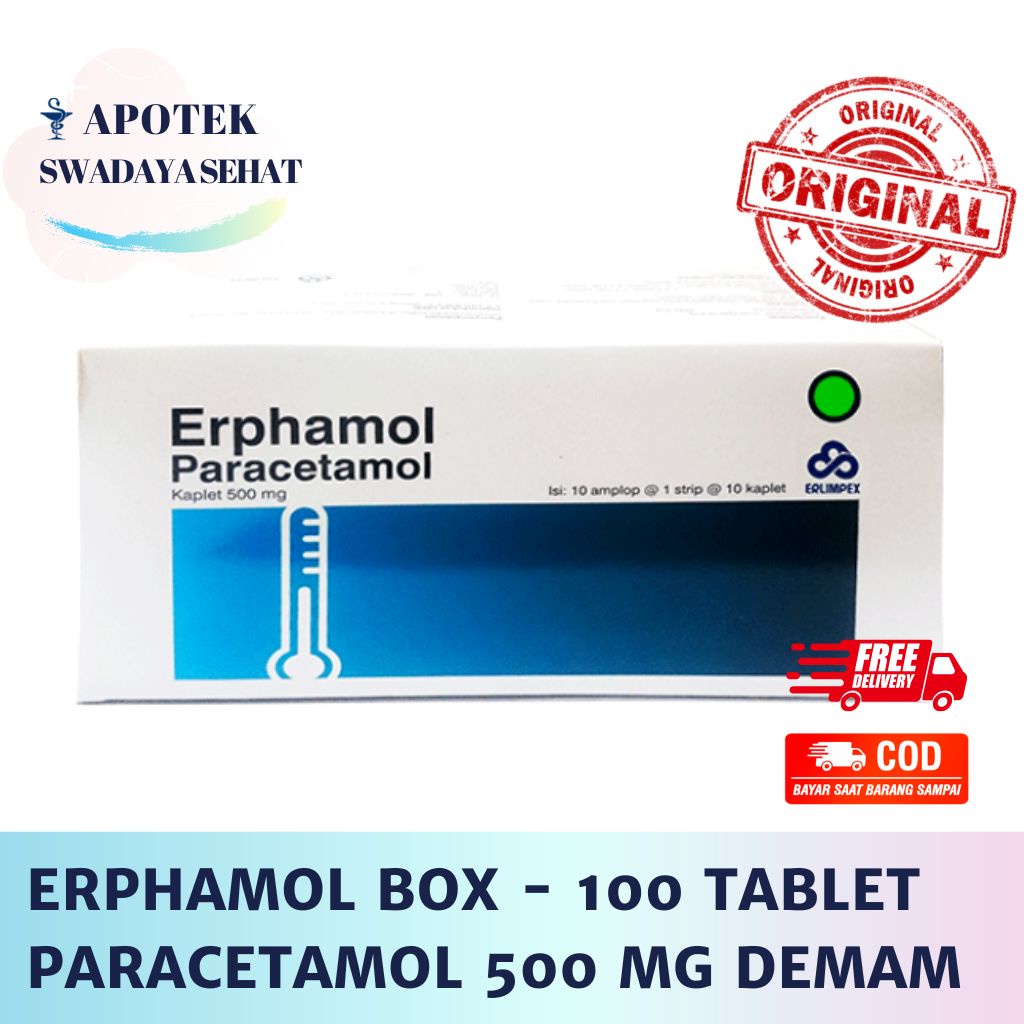 Jual ERPHAMOL BOX ISI 100 Tablet - Obat Demam Sakit Kepala Paracetamol ...