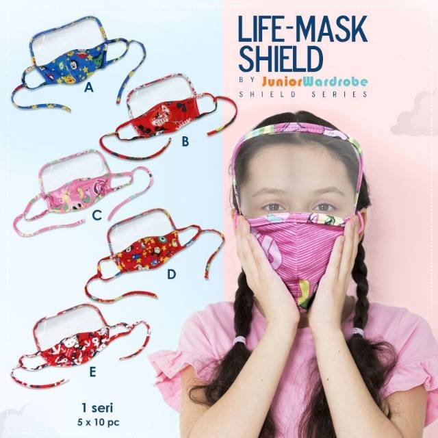 Jual LIFE MASK SHIELD MASKER ANAK MOTIF KARAKTER JW ORIGINAL TALI ...