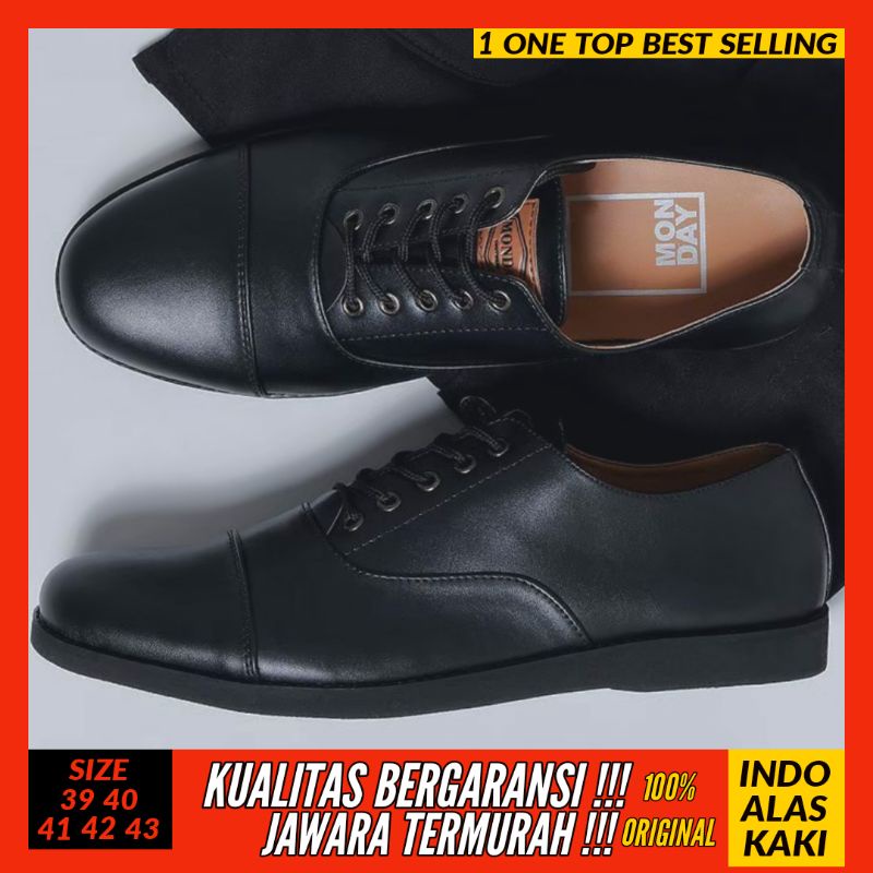 Jual OXFORD FULL BLACK| INDO AK X MONDAY - SEPATU OXFORD PRIA FORMAL ...