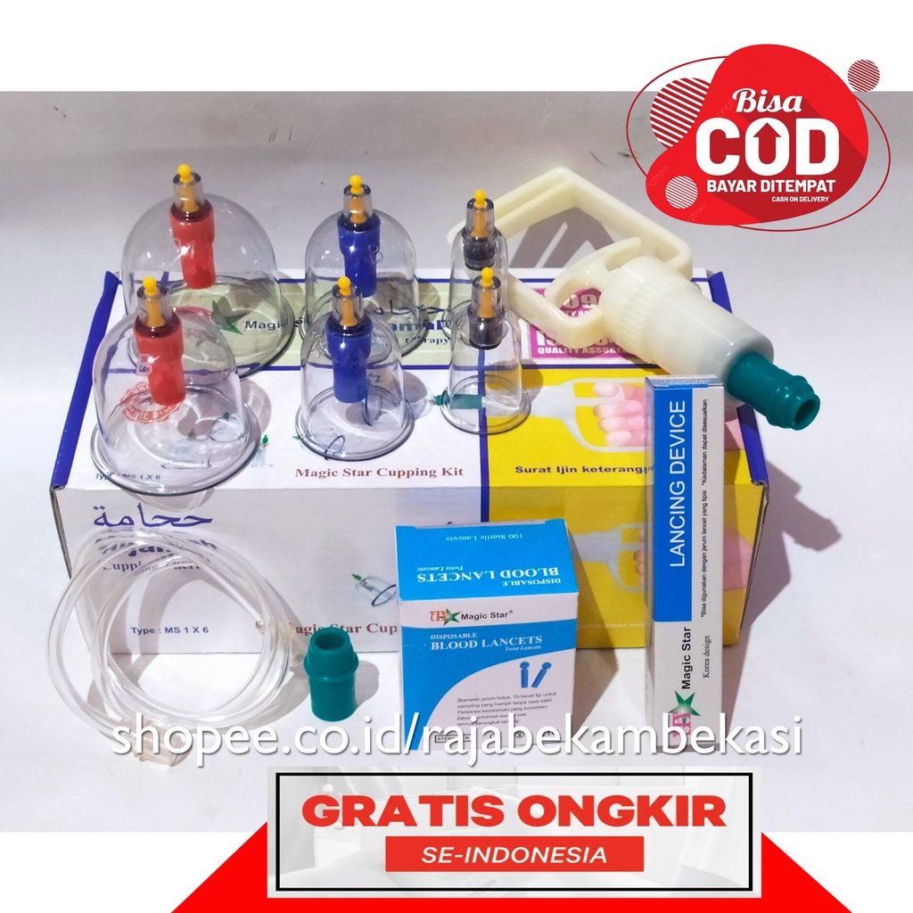 Jual Paket Alat Bekam Komplit Isi 6 Kop Magicstar Hijamah Pena dan ...