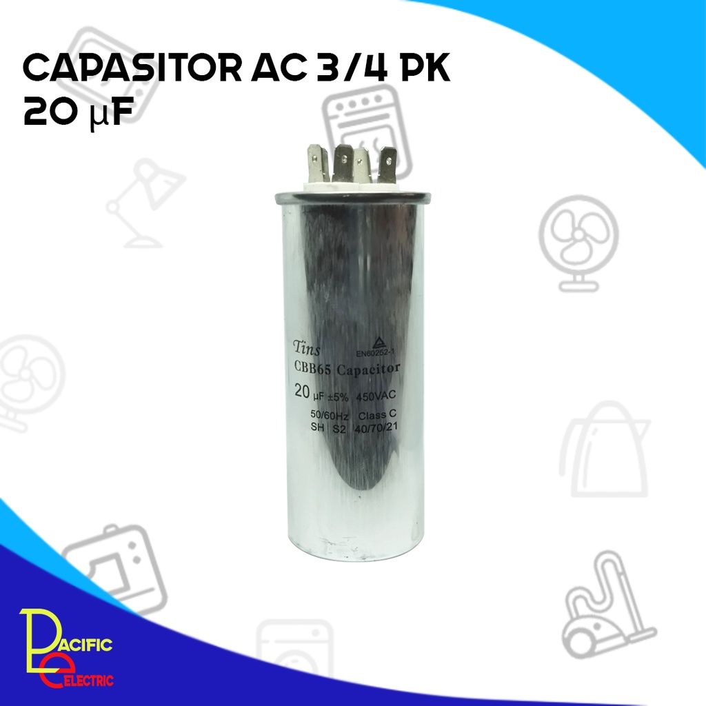 Jual KAPASITOR AC 20uF - 450V ALUMINIUM MEREK TINS KAPASITOR AC 1/2 PK CAPASITOR AC SPAREPART AC ...