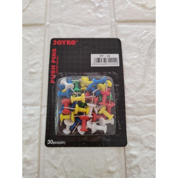 Jual 1kotak = 30 buah!! Push pin/jarum tekan/jarum mading/tusuk mading ...