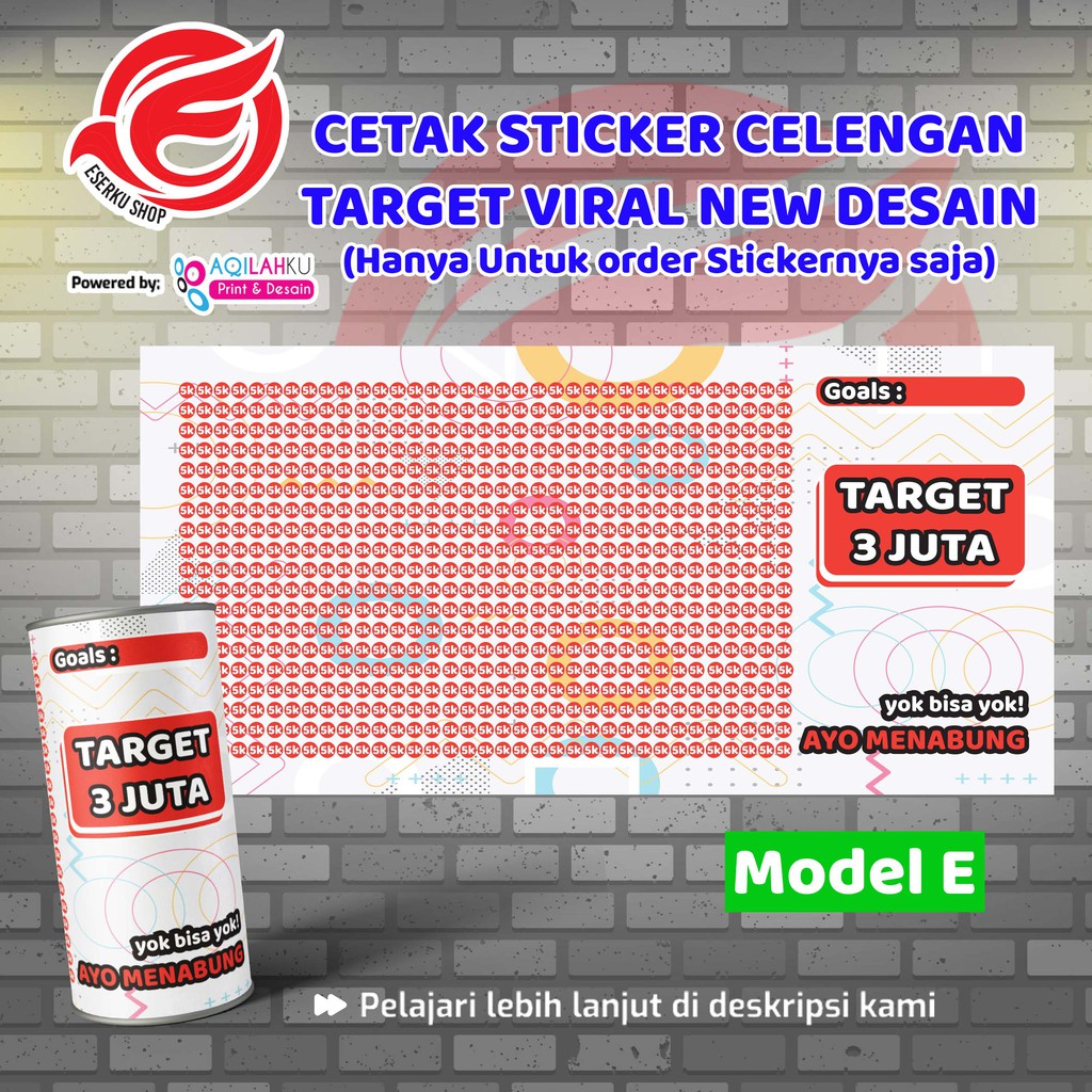 Jual (New Model) Cetak Sticker Celengan Target Tabungan (Khusus order ...