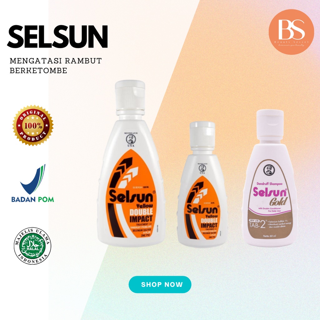 Jual Selsun Yellow Double Impact Shampoo 100ml & 50ml | Selsun Gold ...
