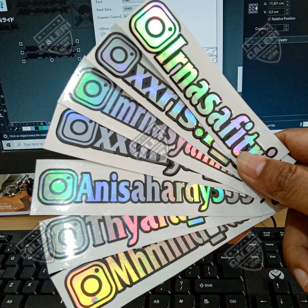 Jual Stiker nama custom logo hologram waterprof stiker nama viral ...