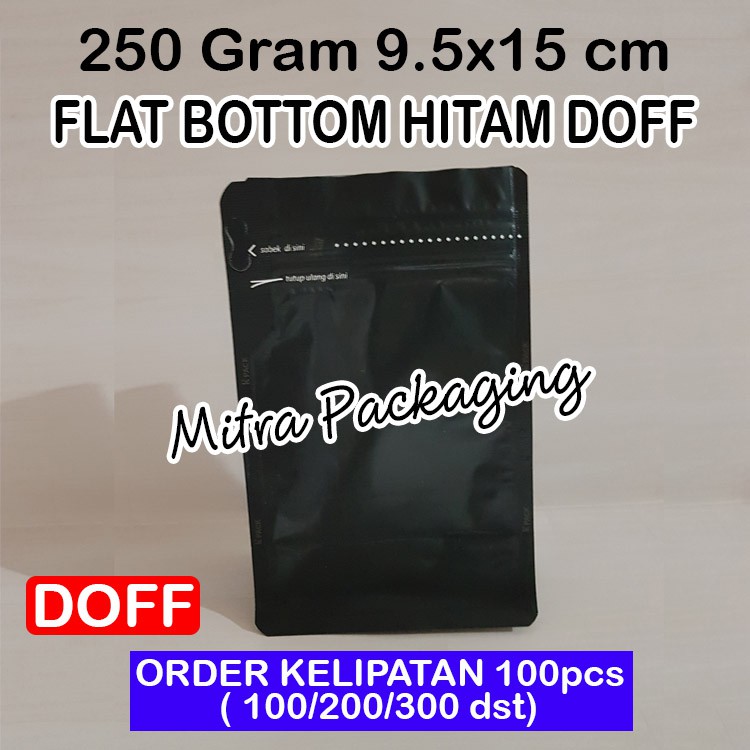 Jual KPACK Kemasan Flat Bottom Alumunium Foil Super Hitam Doff 250 ...