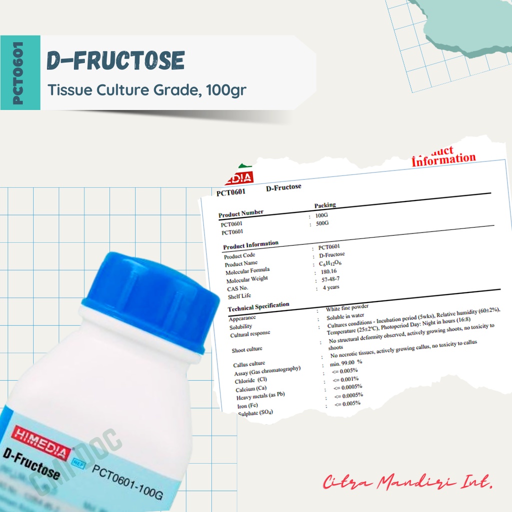 Jual D-Fructose, fruktosa, Tissue Culture Grade, 100 gram, Himedia ...