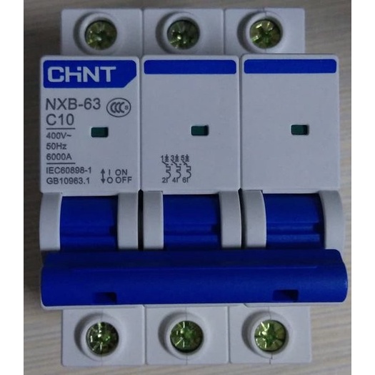 Jual Chint MCB 3P 3 Phase 6 Ampere 6A 6 A 6kA SNI NXB-63 C6 | Shopee Indonesia