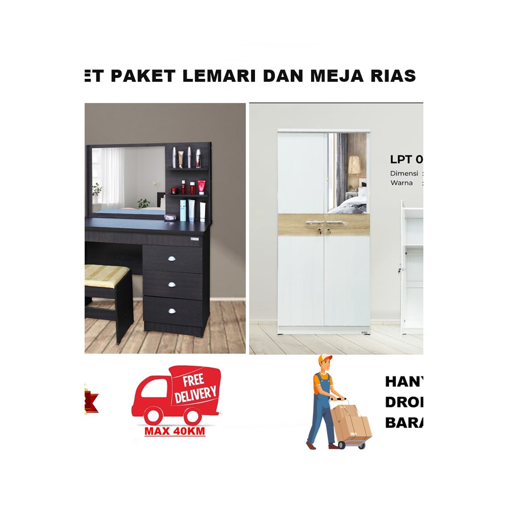 Jual 1 SET PAKET MEJA RIAS mr 526 + LEMARI LPT 033 (DROP) | Shopee ...