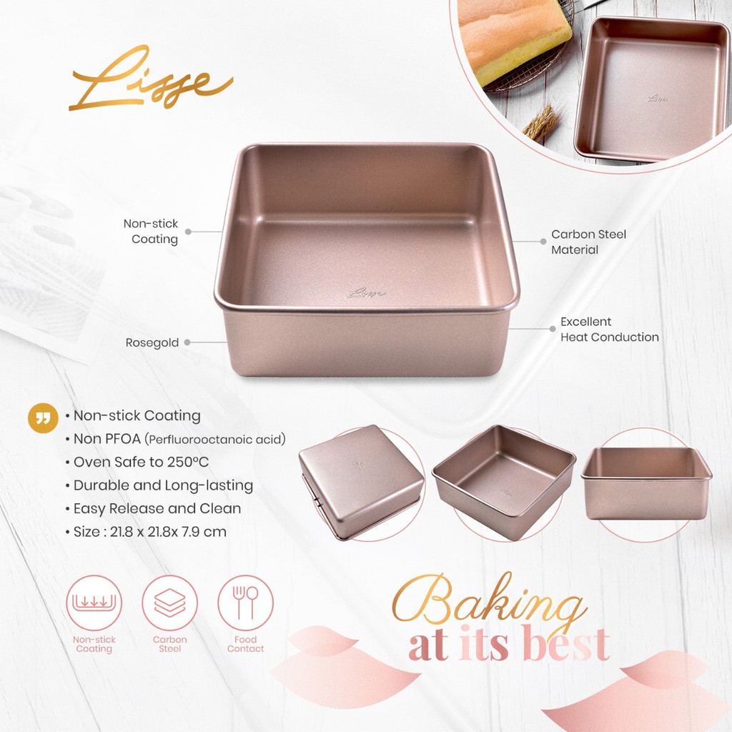 Jual Loyang Anti Lengket Deep Square Pan Persegi 8 Inch Merk Lisse ...