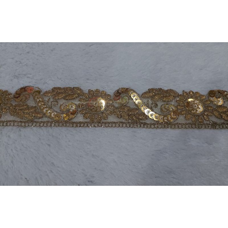 Jual renda india benang emas bunga payet cantik | Shopee Indonesia