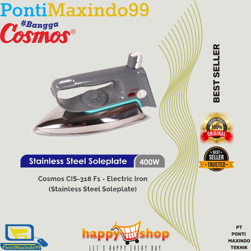 Jual SETRIKA LISTRIK COSMOS SOLEPLATE CIS-318 F1 400 WATT | Shopee ...