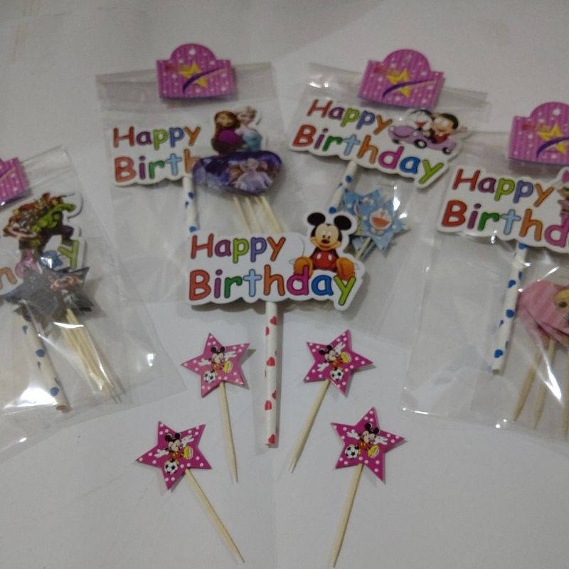 Jual Topper ulang tahun/hiasan roti ulang tahun,harga per set | Shopee ...