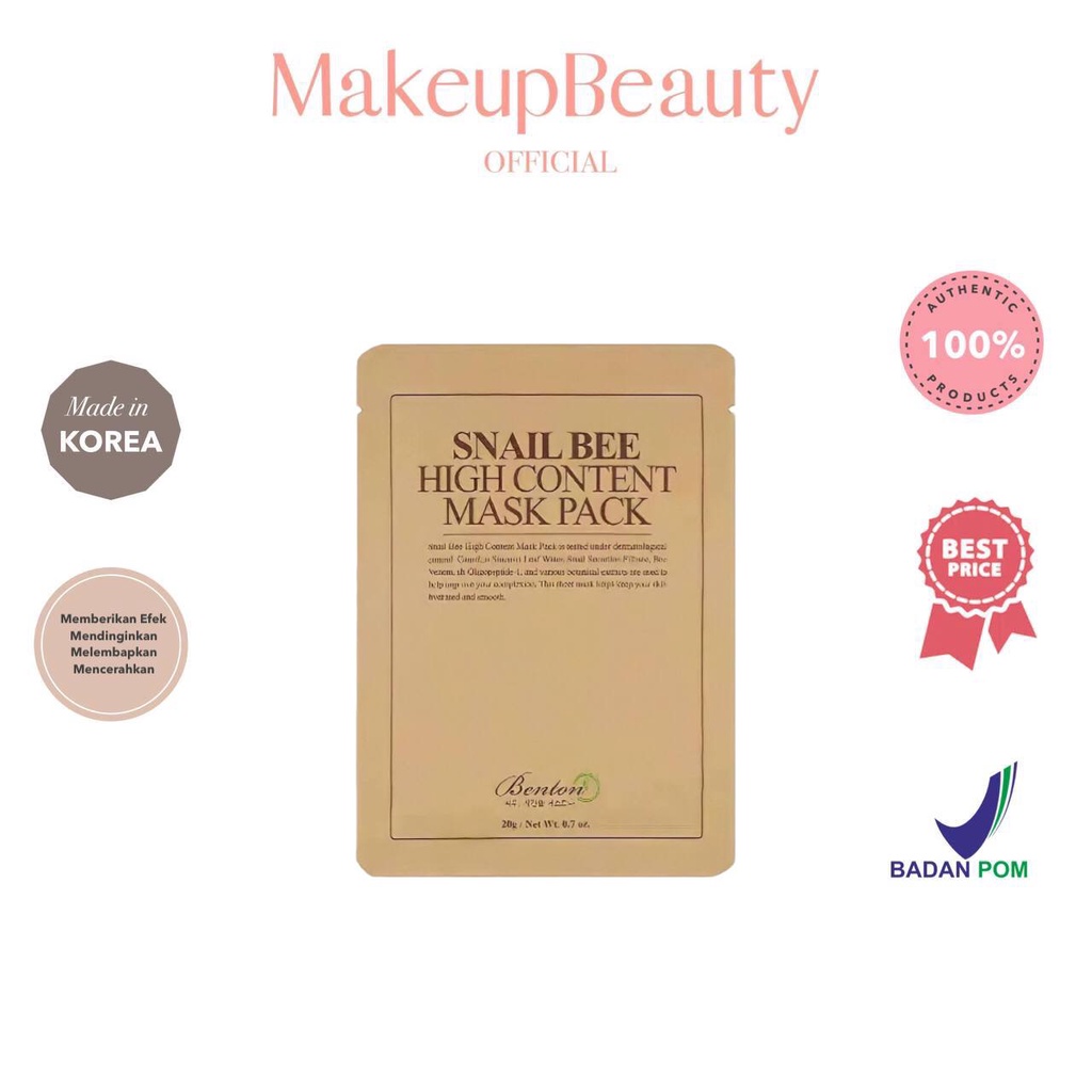 Jual BENTON Snail Bee High Content Mask Pack | Shopee Indonesia