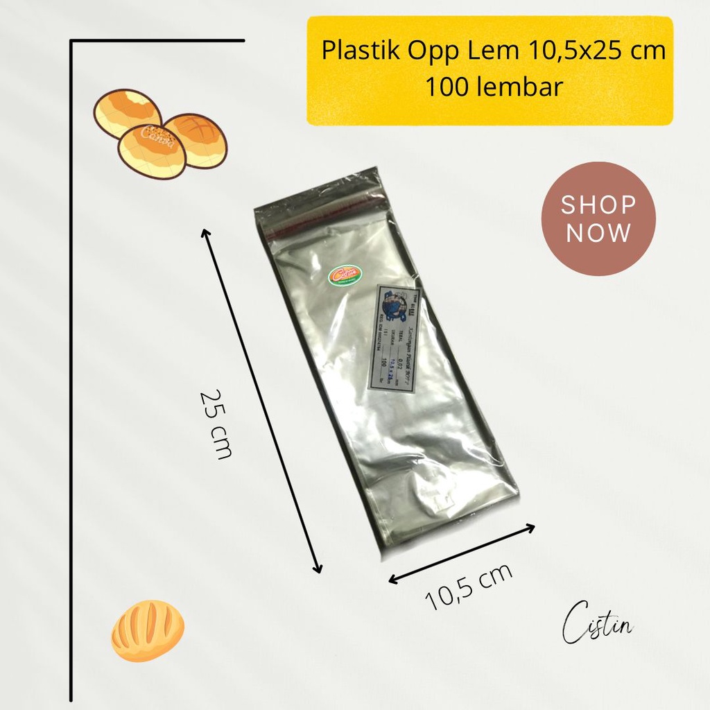 Jual OPP LEM UK 10,5X25 (PLASTIK PEMBUNGKUS CAKE,ROTI DLL) | Shopee ...