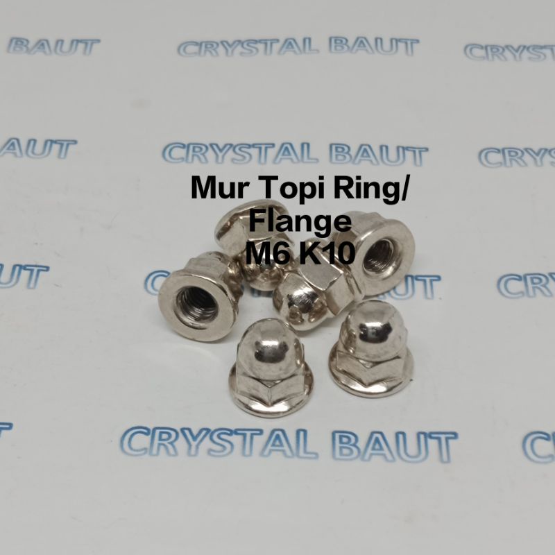 Jual Mur Topi Ring/Flange M6 Pendek Buat Baut Kunci 10 Nekel | Shopee ...