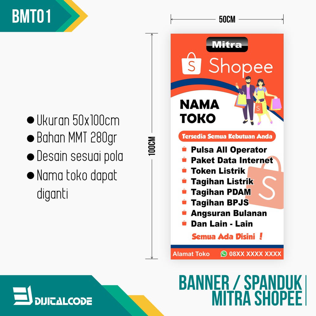 Jual BMS01 Spanduk Banner MItra Shopee 50x100cm | Shopee Indonesia