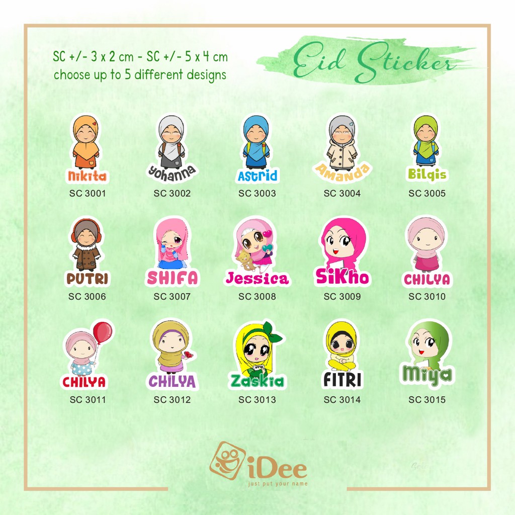 Jual Sticker Label Nama iDee (tipe SC Muslim) | Shopee Indonesia