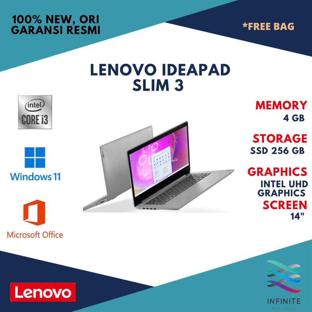 Jual Lenovo IdeaPad Slim 3 intel Core i3 4GB SSD 256GB Win OHS | Shopee Indonesia
