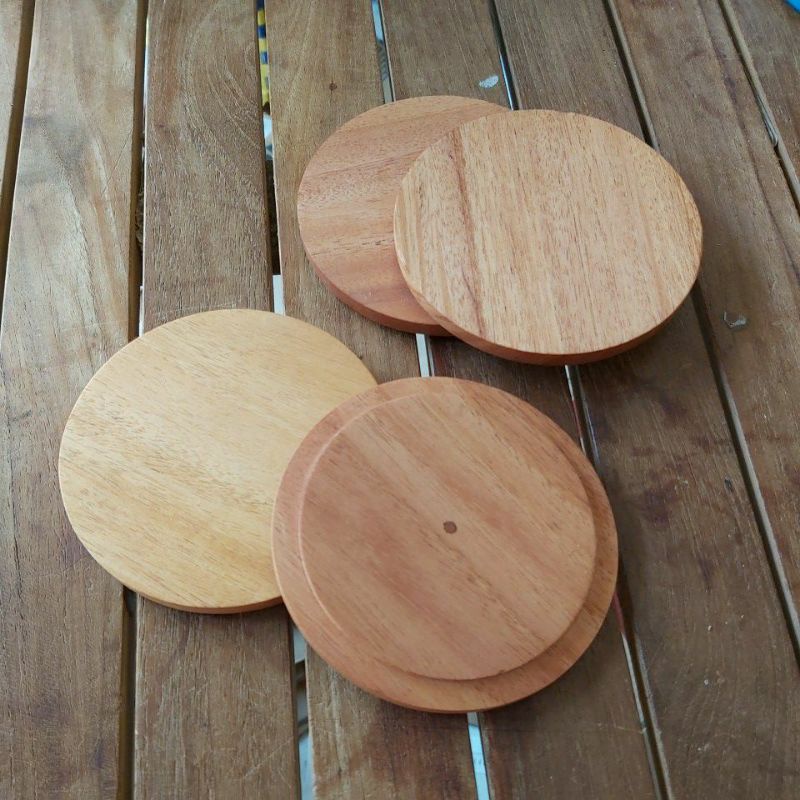 Jual Tutup gelas kayu Ø 10cm wooden lid coaster ( kayu utuh ) | Shopee ...