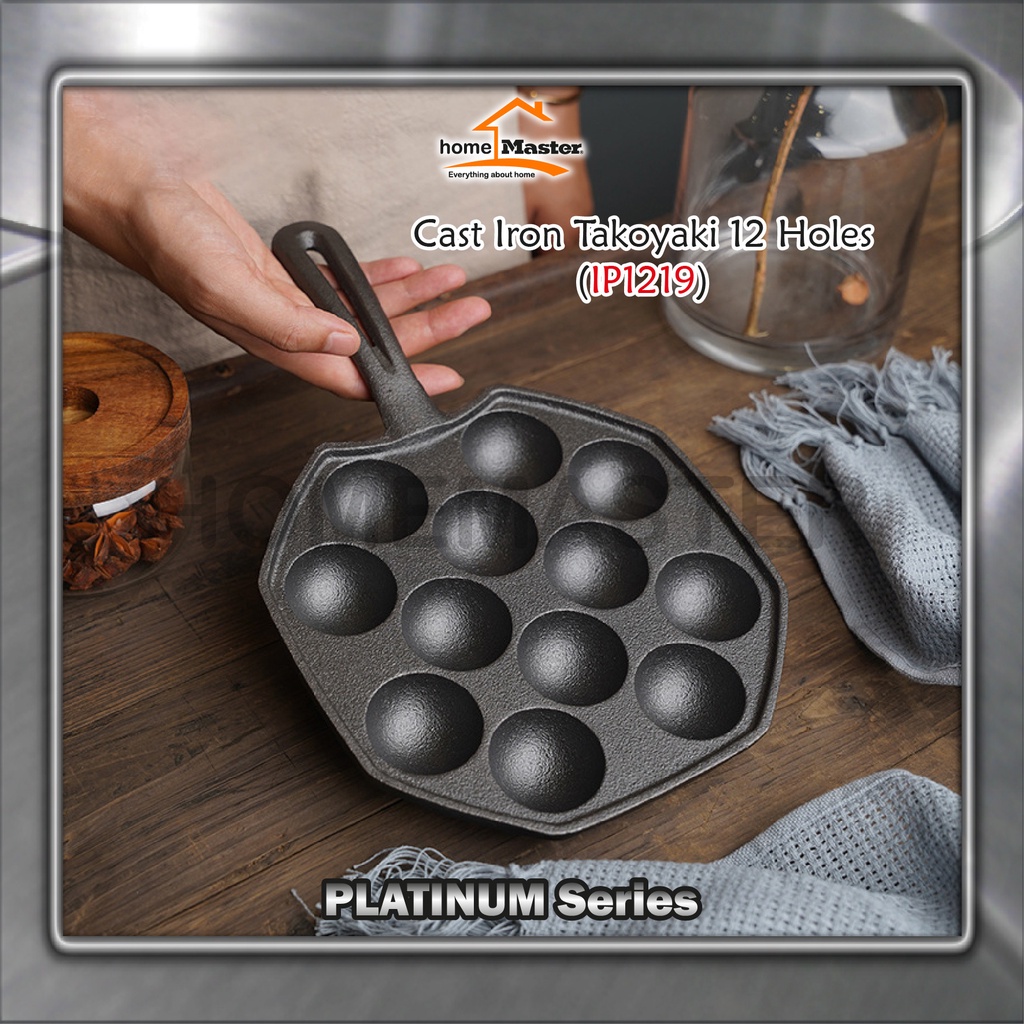 Jual HomeMaster Cast Iron/Besi Cor Cetakan Takoyaki Pan/Panci 12 Lubang ...