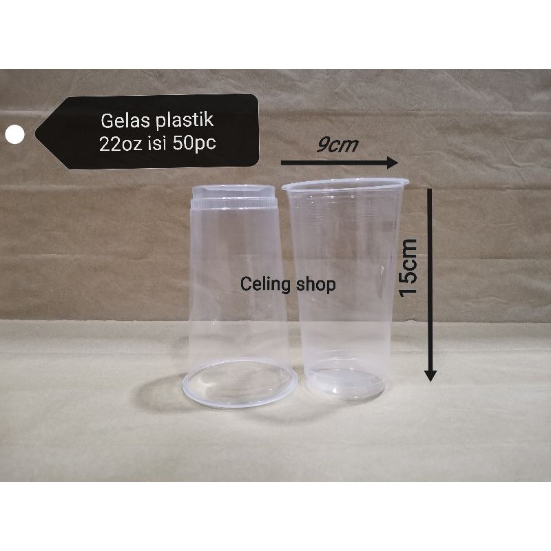 Jual gelas plastik 22oz / cup bening es besar THAI TEA 22 oz isi 50pc ...
