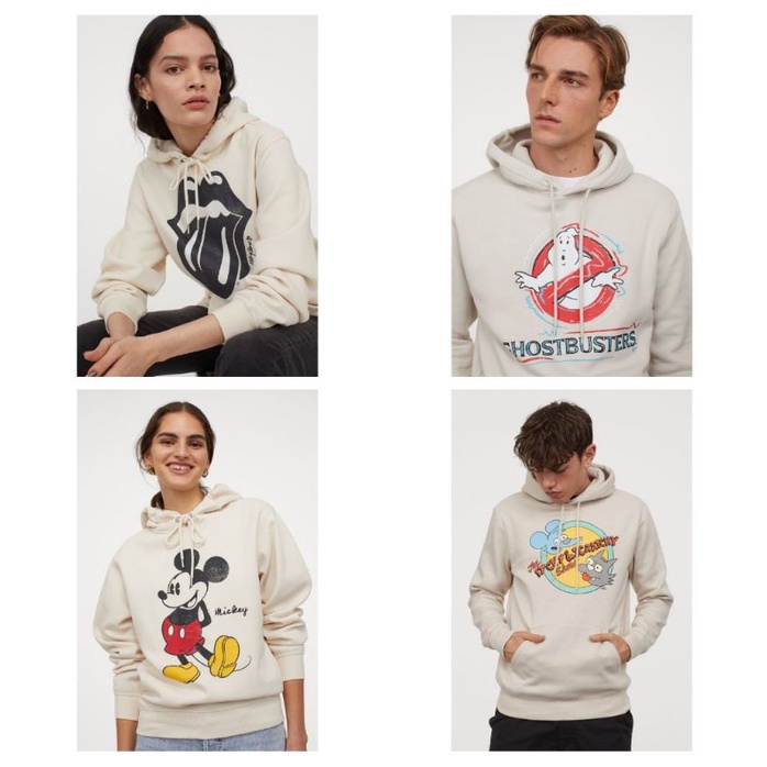Jual H&M Hoodie Mickey Mouse, Ghost Busters, Rolling Stones, Itchy ...
