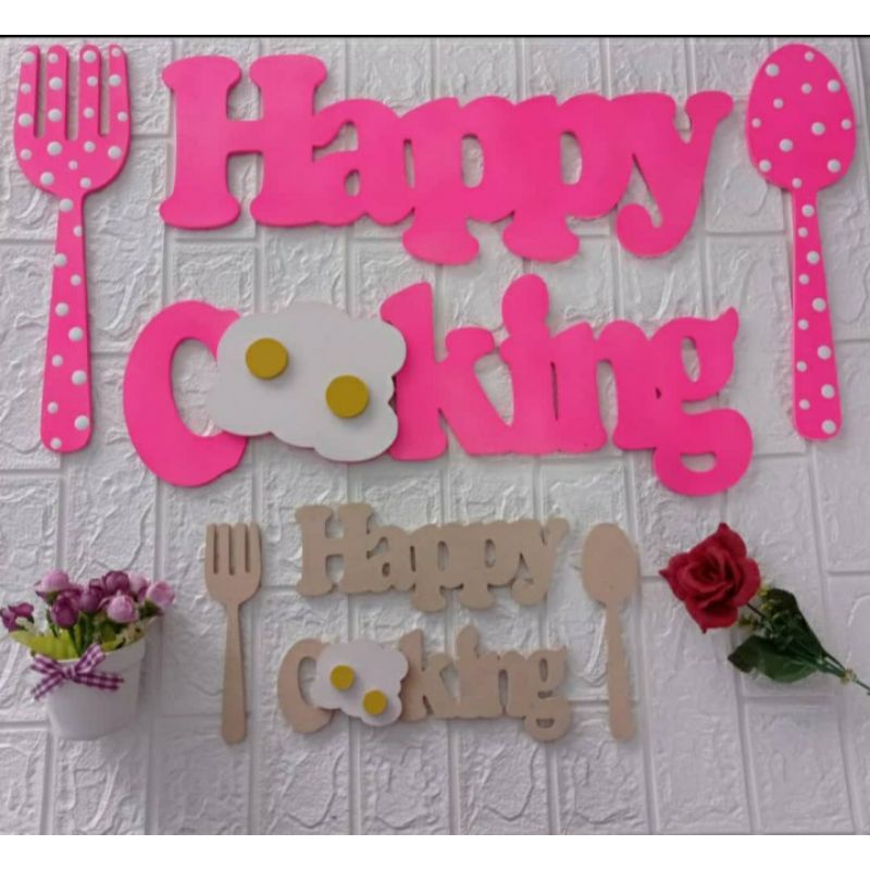 Jual Hiasan dinding Happy cooking kayu ukuran jumbo unik lucu murah ...