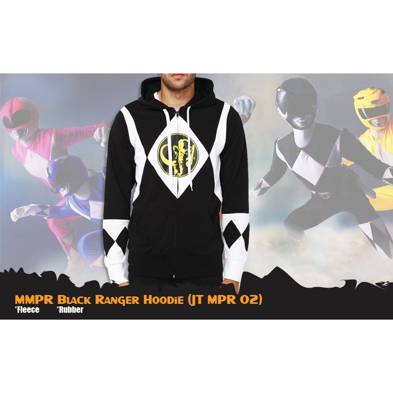 Jual JAKET ANIME | MMPR BLACK RANGER HOODIE (JT MPR 02) | Shopee Indonesia