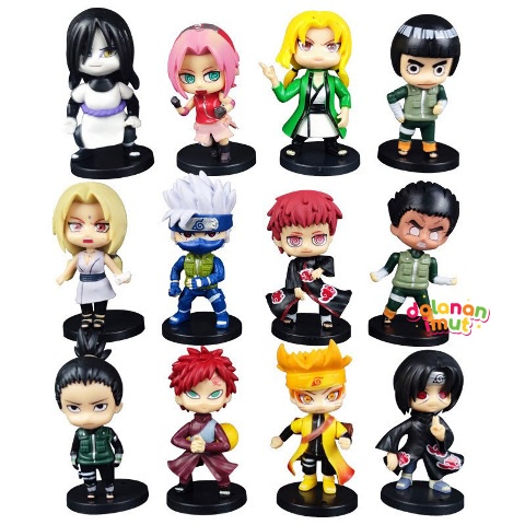 Jual Naruto Chibi Figure Set 12 Mainan Pajangan Miniatur Hiasan Topper ...