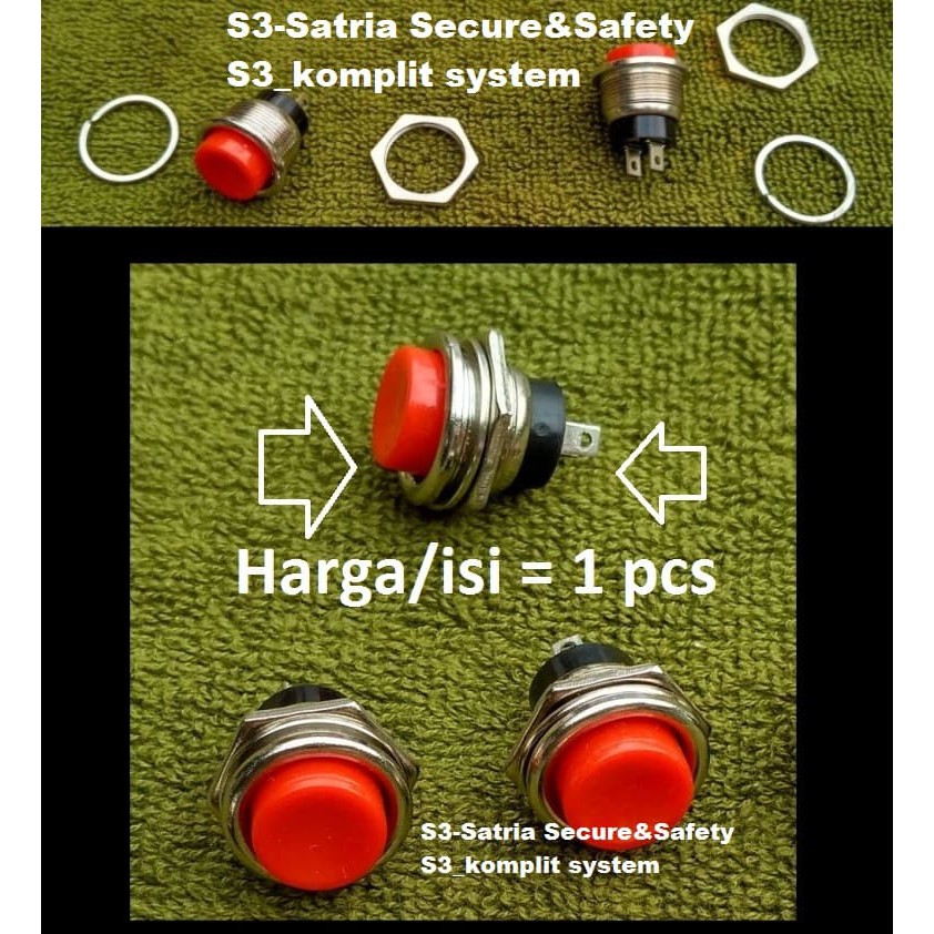 Jual Tombol Besar Bulat merah Push On momentary push button switch ...