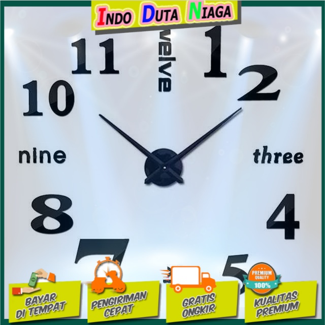 Jual Jam Dinding DIY Giant Wall Clock 50-60cm Model English Word - DIY ...