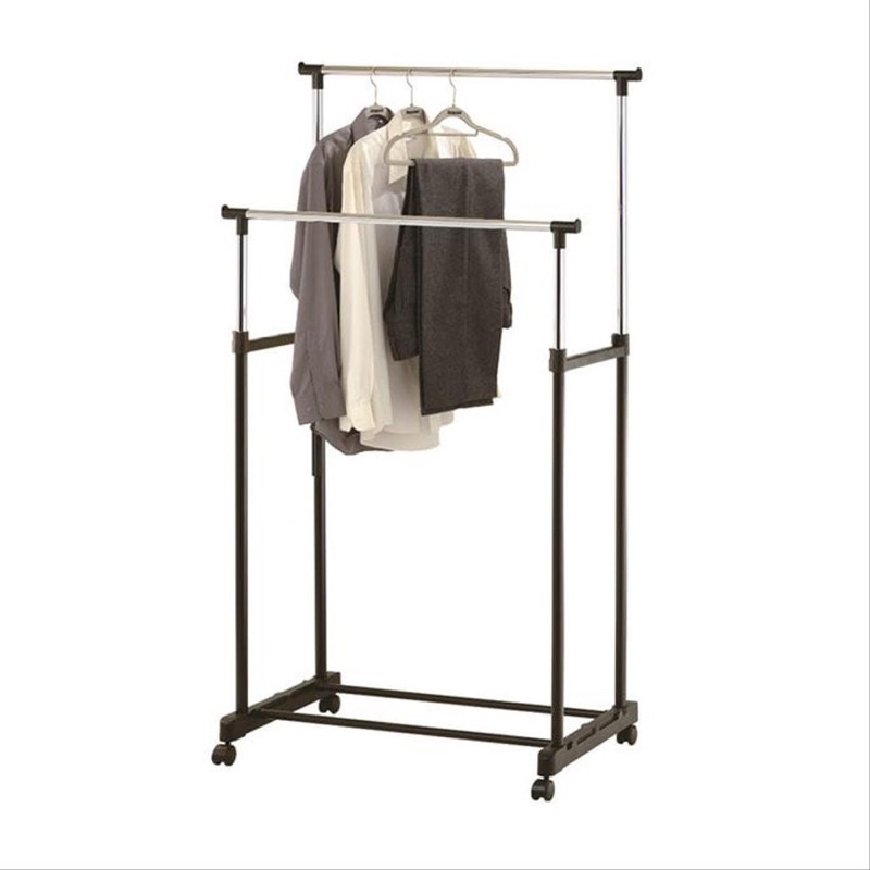 Jual rak double garment 2 susun / double rod rack gantung 2 lapis rak ...