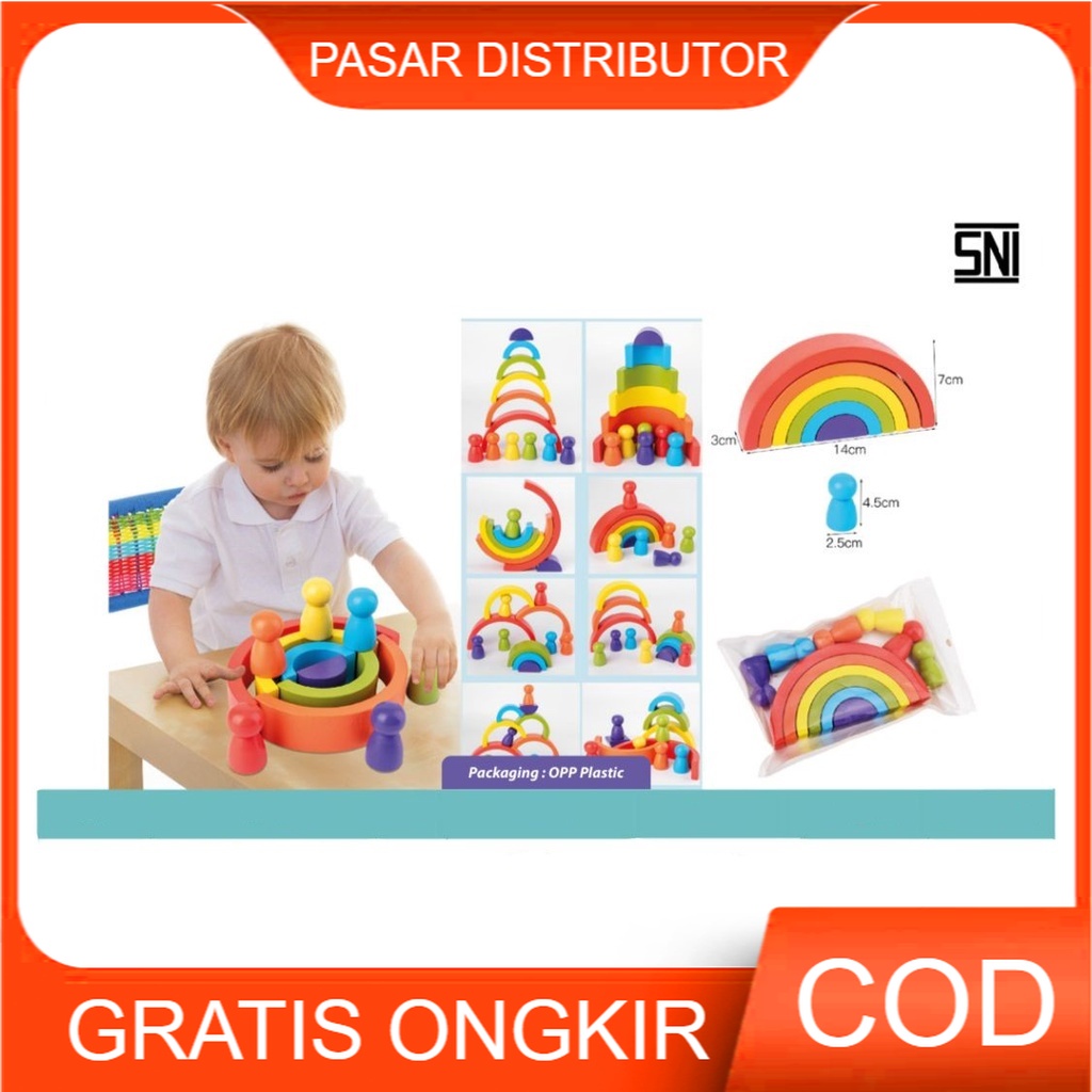 Jual Mainan Edukasi RAINBOW BUILDING BLOCK Arched Mainan Balok Susun ...
