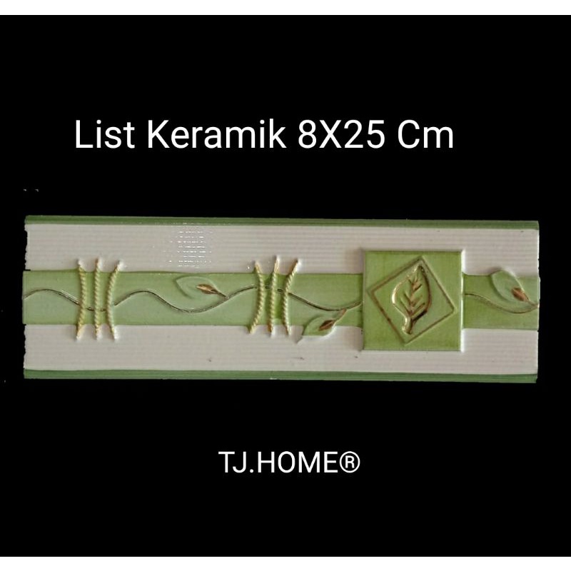 Jual List Keramik Dinding Listello Rustrik Motif Daun Hijau Green 8 X ...